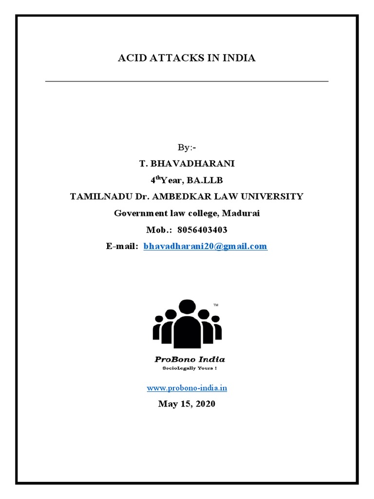 539 - Revised Assignment-2 T.Bhavadharani - Acid Attacks in India-Batch 2 Ok | PDF | Crimes ...