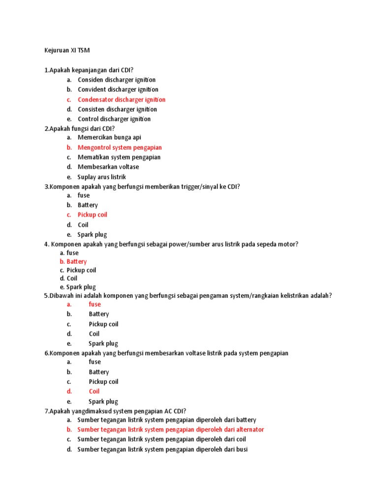 Kejuruan XI TSM | PDF