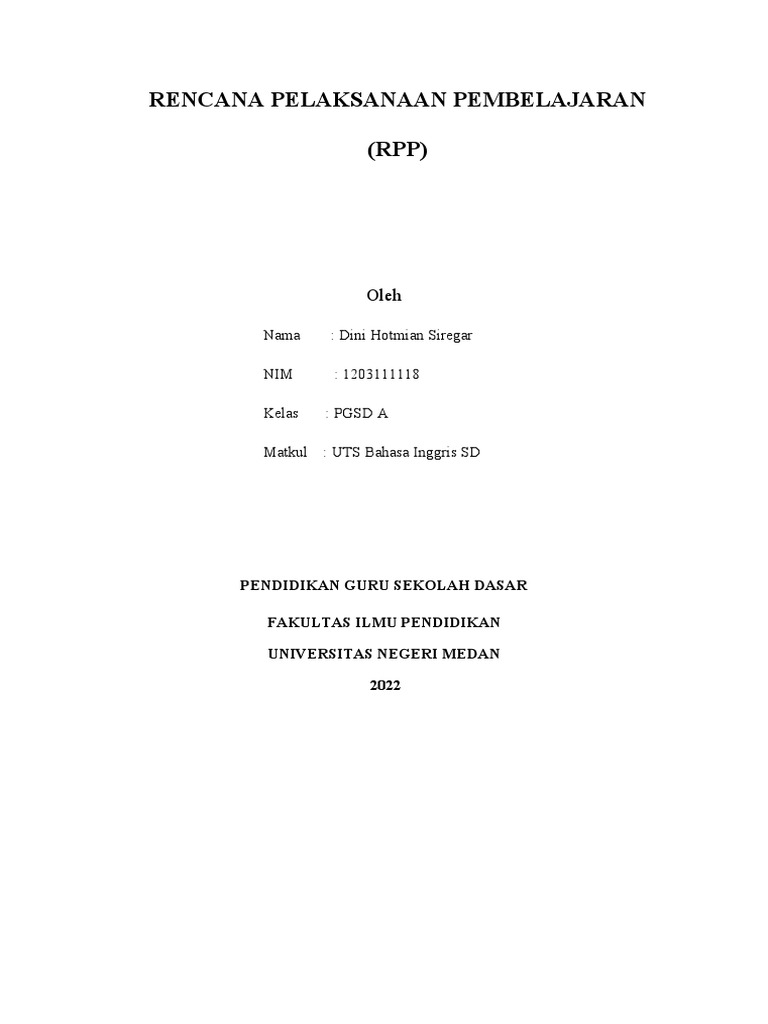 RPP UTS Bahasa Inggris | PDF | Karier & Perkembangan