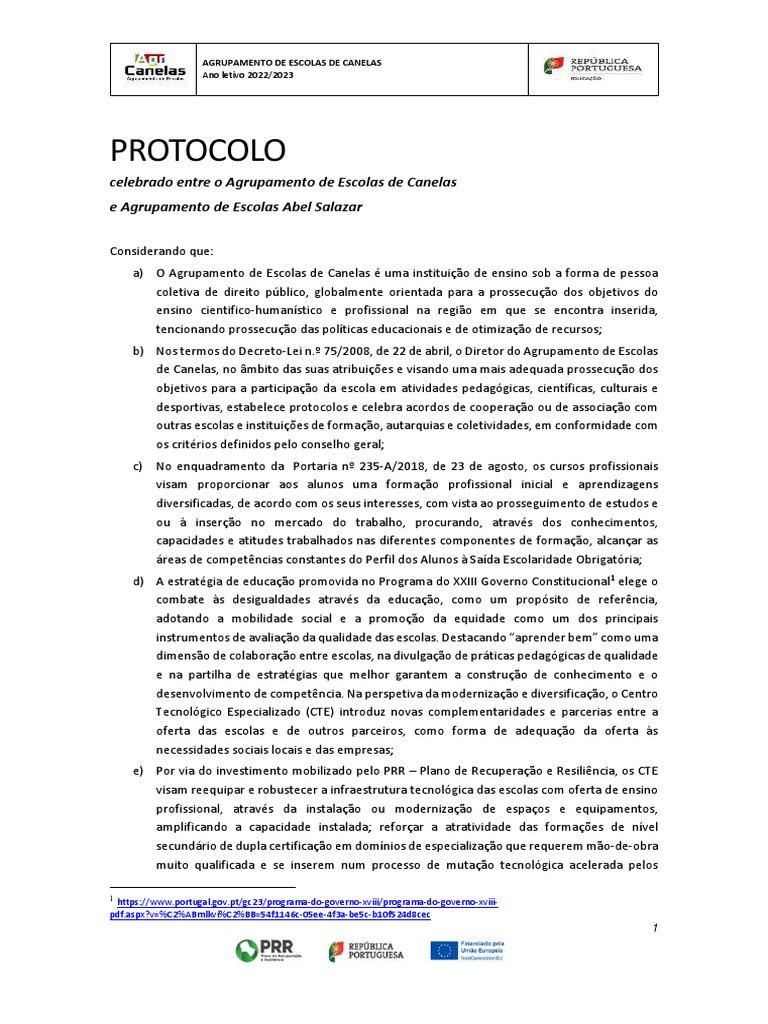 Modelo - Protocolo - PRR CTE - Escolas e Ent Educação e Formação - 06. ...