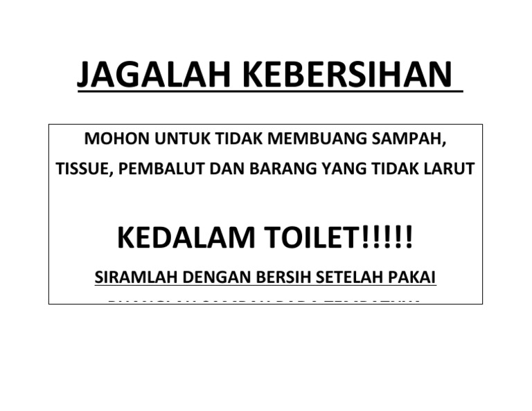 Peringatan Kebersihan Toilet | PDF