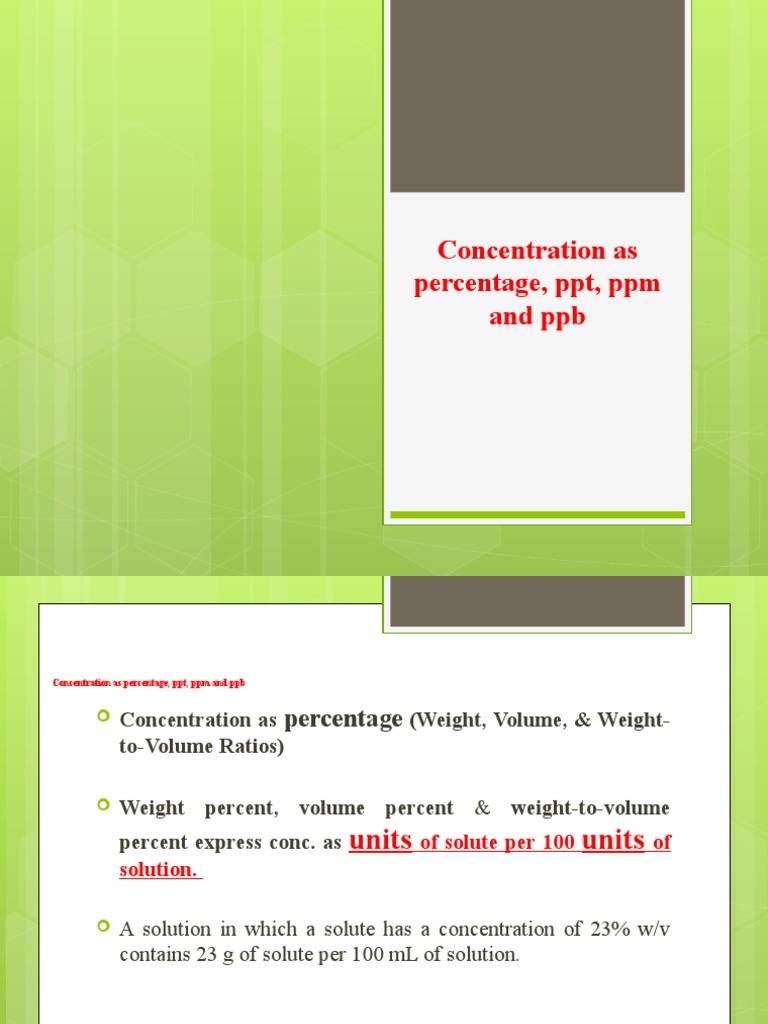 Concentration Units: ppt, ppm, ppb Explained | PDF | Parts Per Notation ...