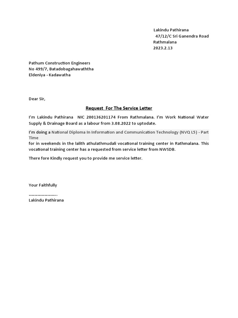 Service Letter | PDF