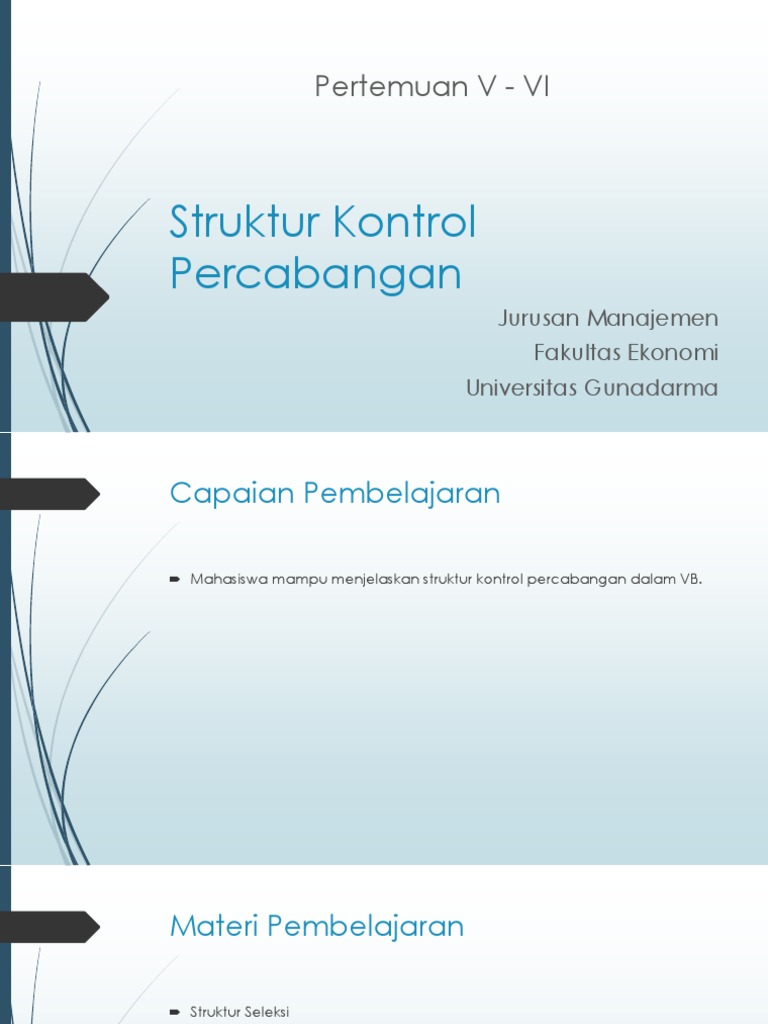 Pertemuan 5-6. Struktur Kontrol Percabangan PDF | PDF
