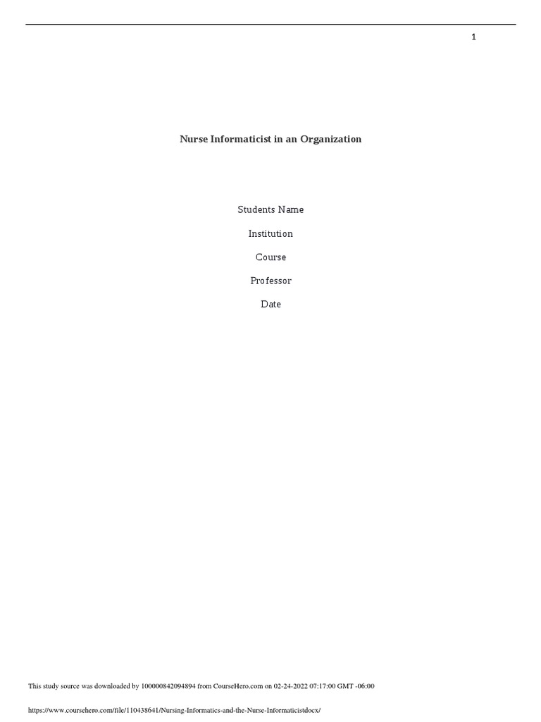 Nursing Informatics And The Nurse Informaticist Pdf Download Free Pdf