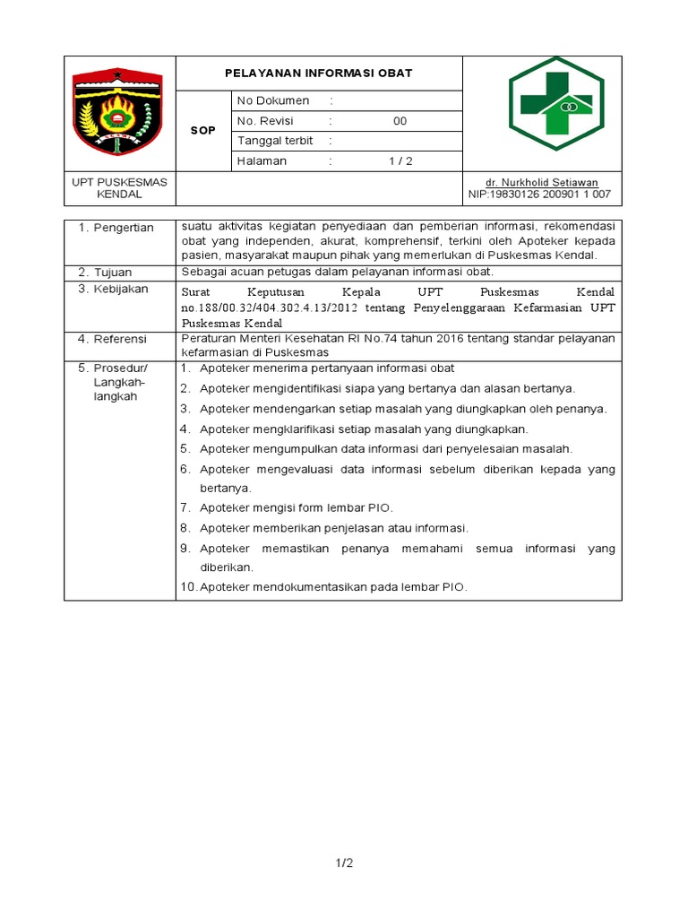 Sop Pelayanan Informasi Obat | PDF