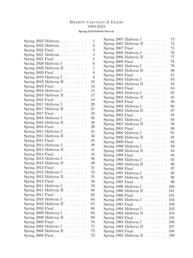 Bilkent Mat152 | PDF | Derivative | Integral