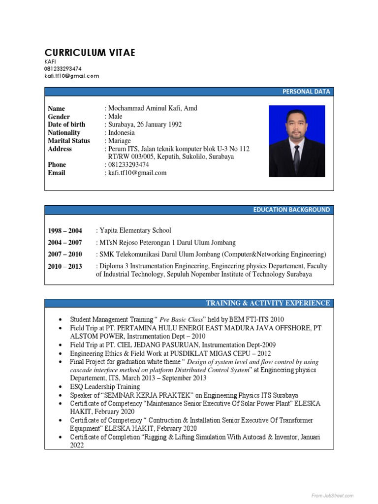 Curriculum Vitae: Name Gender Date of Birth Nationality Marital Status Address Phone Email | PDF ...
