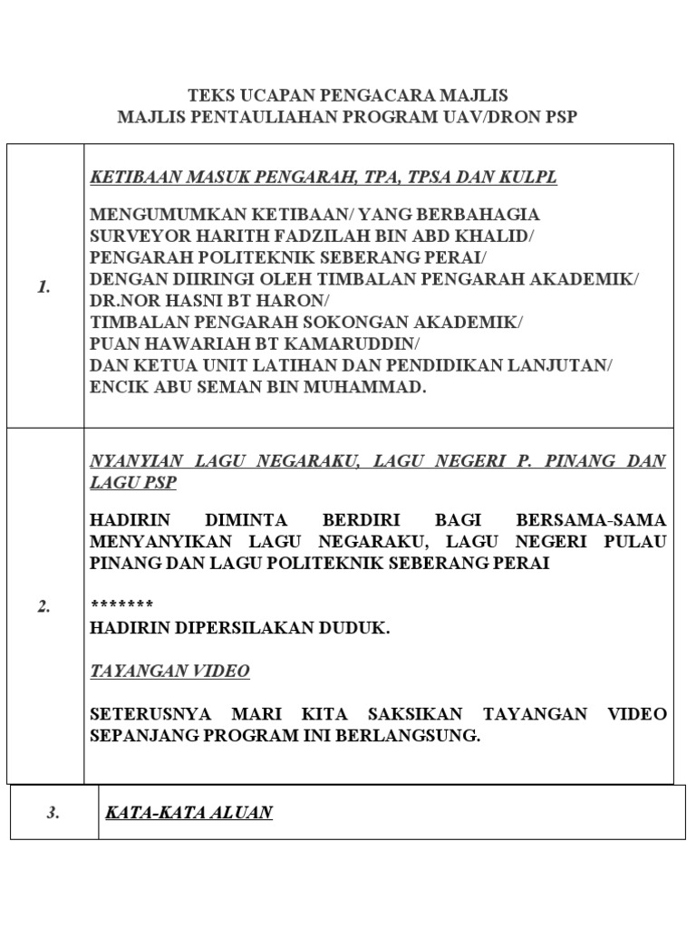 Teks Pengacara Majlis Tauliah Uav | PDF