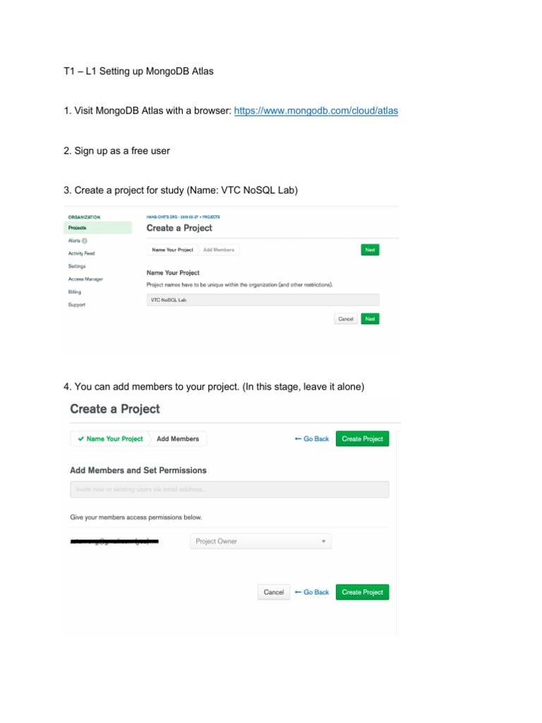 T1-L1 Setting Up MongoDB Atlas PDF | PDF