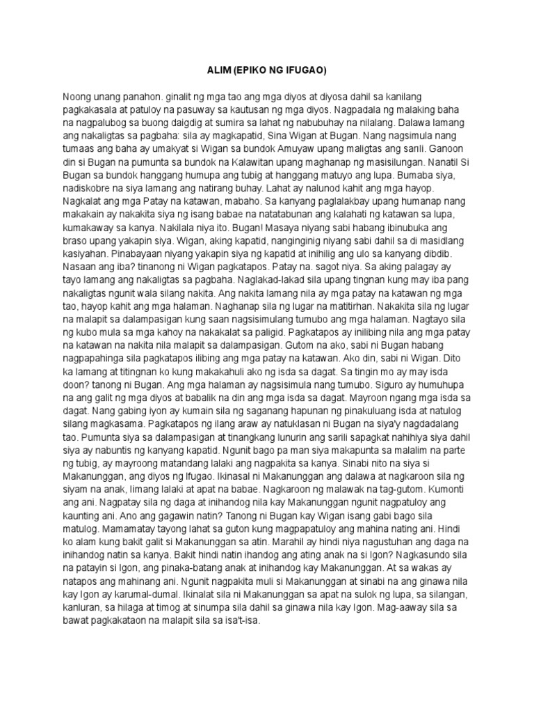 Alim (Epiko NG Ifugao) | PDF Alim (Epiko NG Ifugao) | PDF
