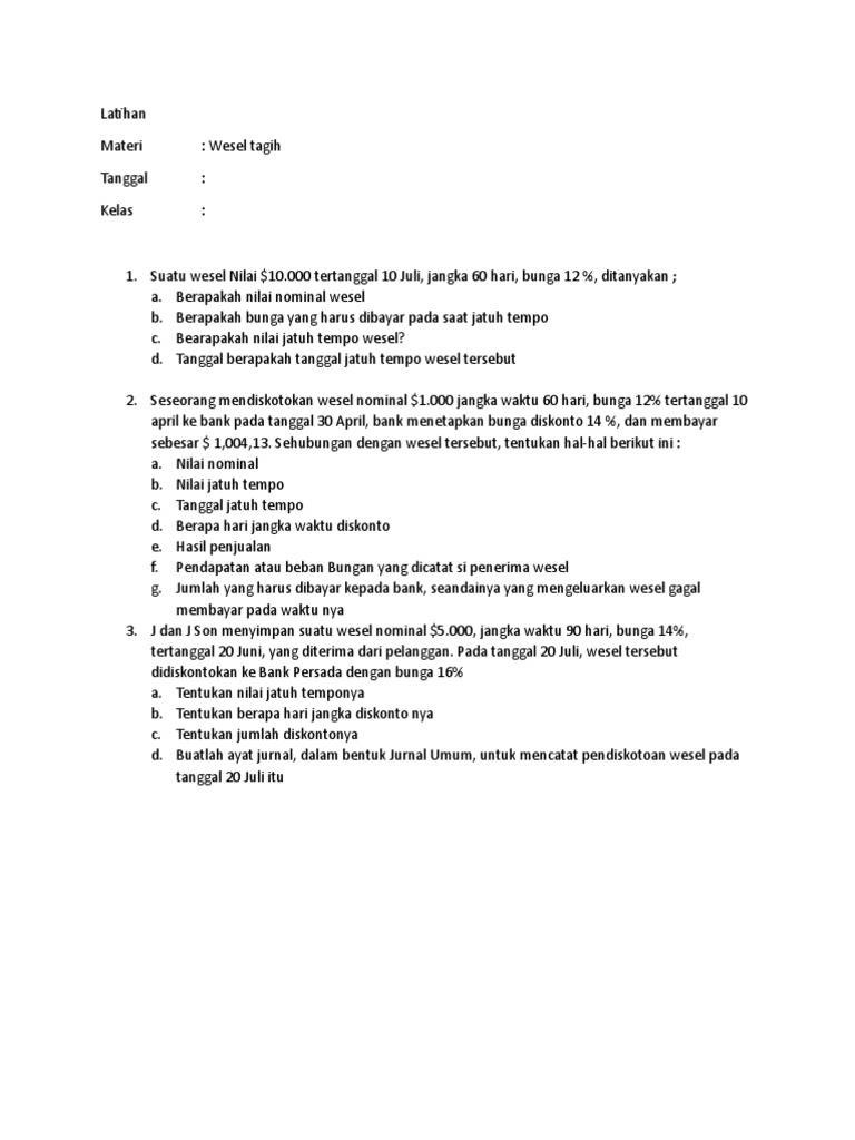 Latihan Wesel Tagih | PDF