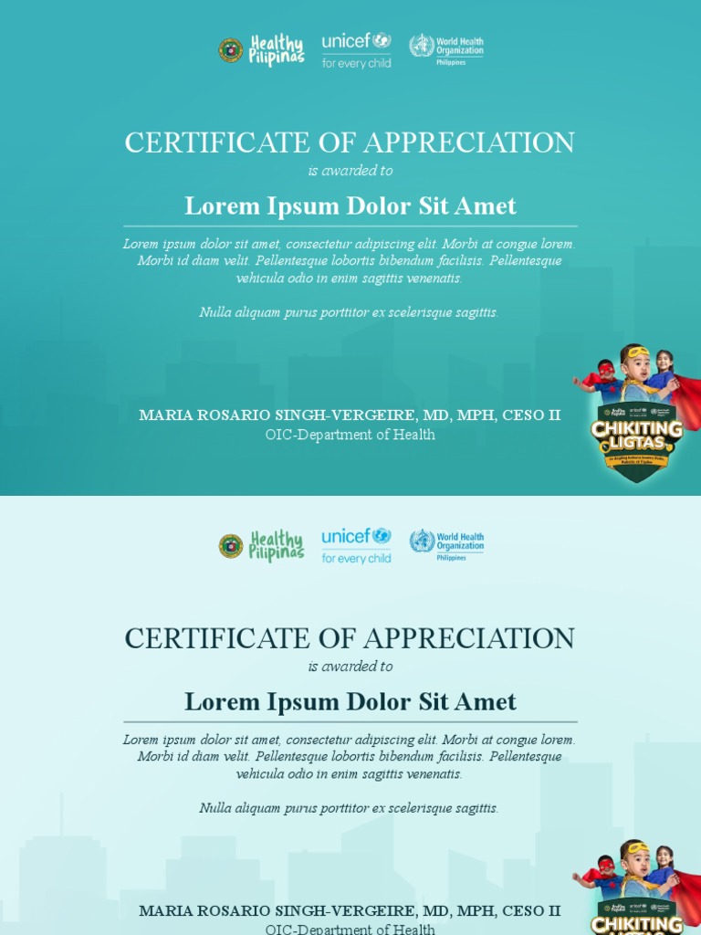 Chikiting Ligtas Certificate Template | PDF
