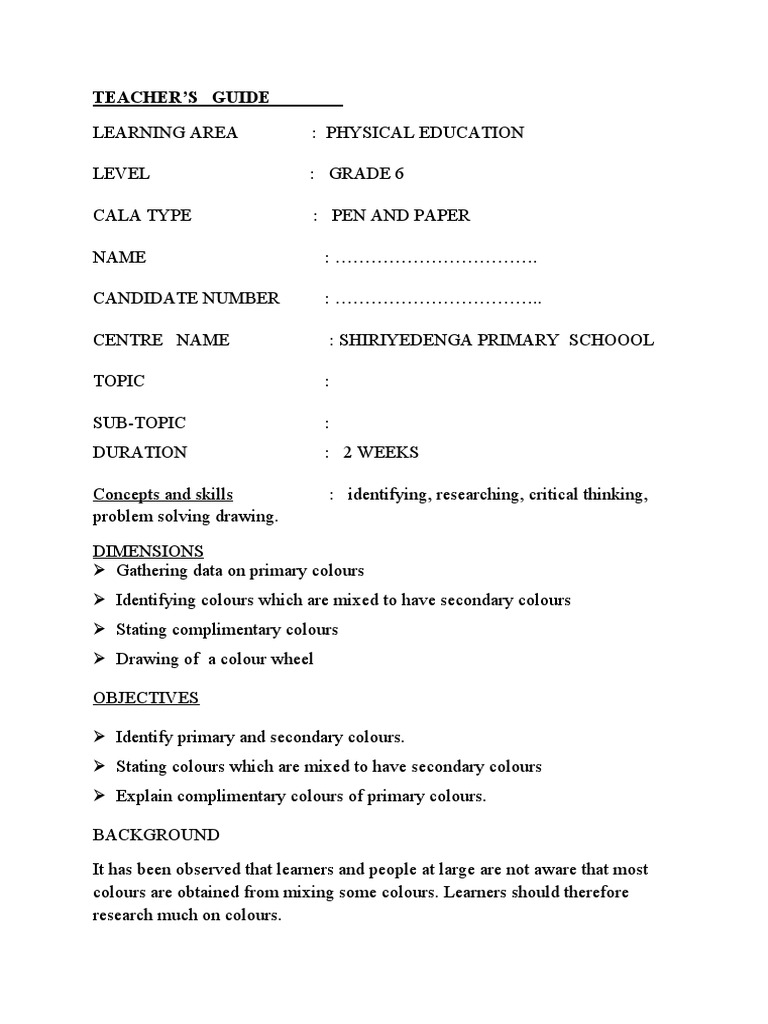 Pe - Colours Cala | PDF | Learning | Education Theory