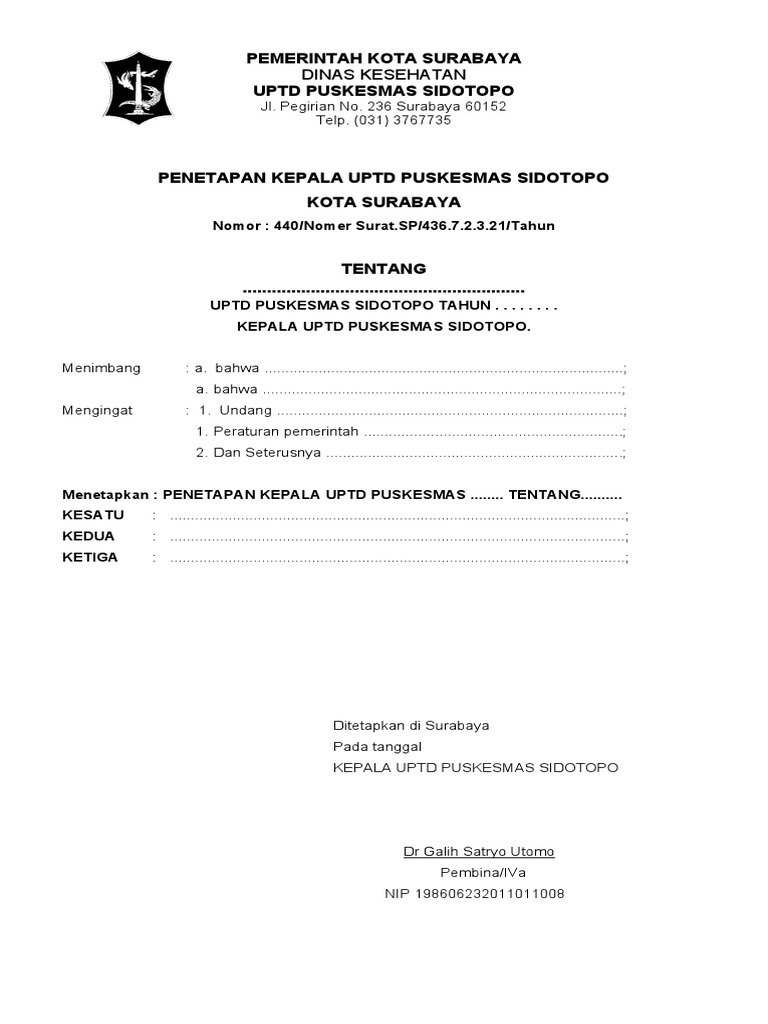 Format Surat Penetapan Baru | PDF