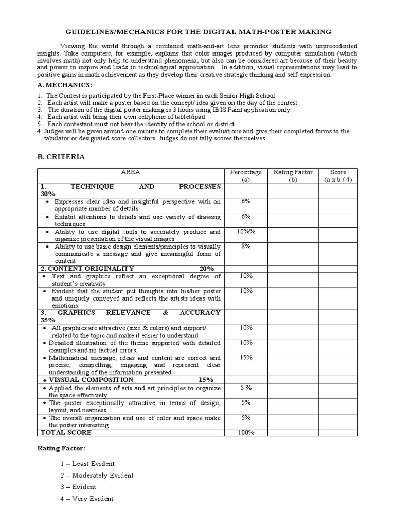 Math Digital Poster Making Mechanics Guidelines | PDF | Graphics | Thought