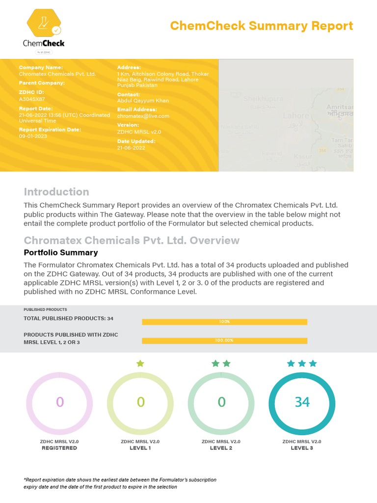 Chemcheck Summary ZDHC Level 3 | PDF | Physical Sciences | Textiles