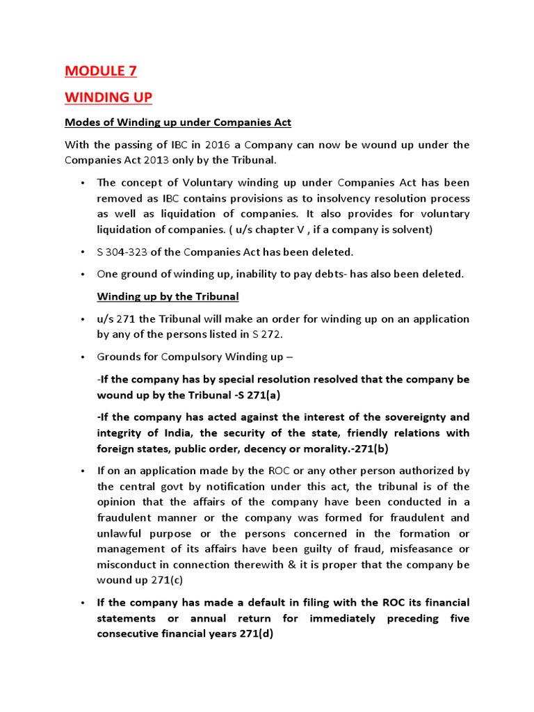 Winding Up of Company | PDF | Liquidation | Bankruptcy