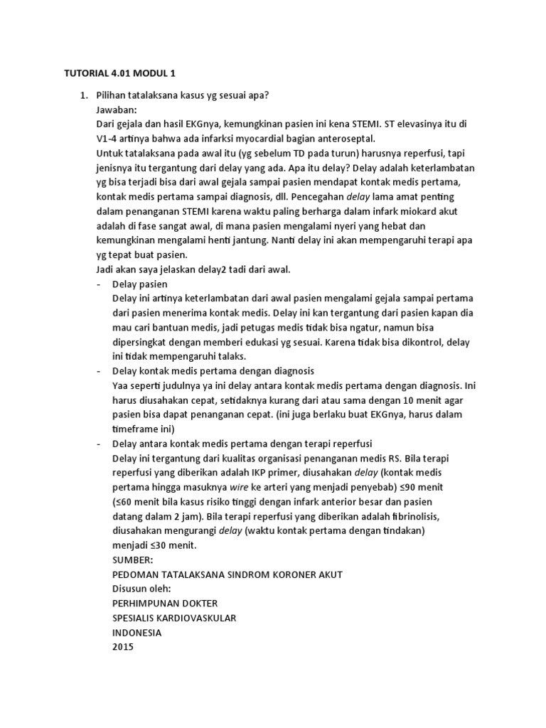 Tutorial 4.01 Modul 1 Stemi | PDF | Kesehatan Holistik | Sains & Matematika
