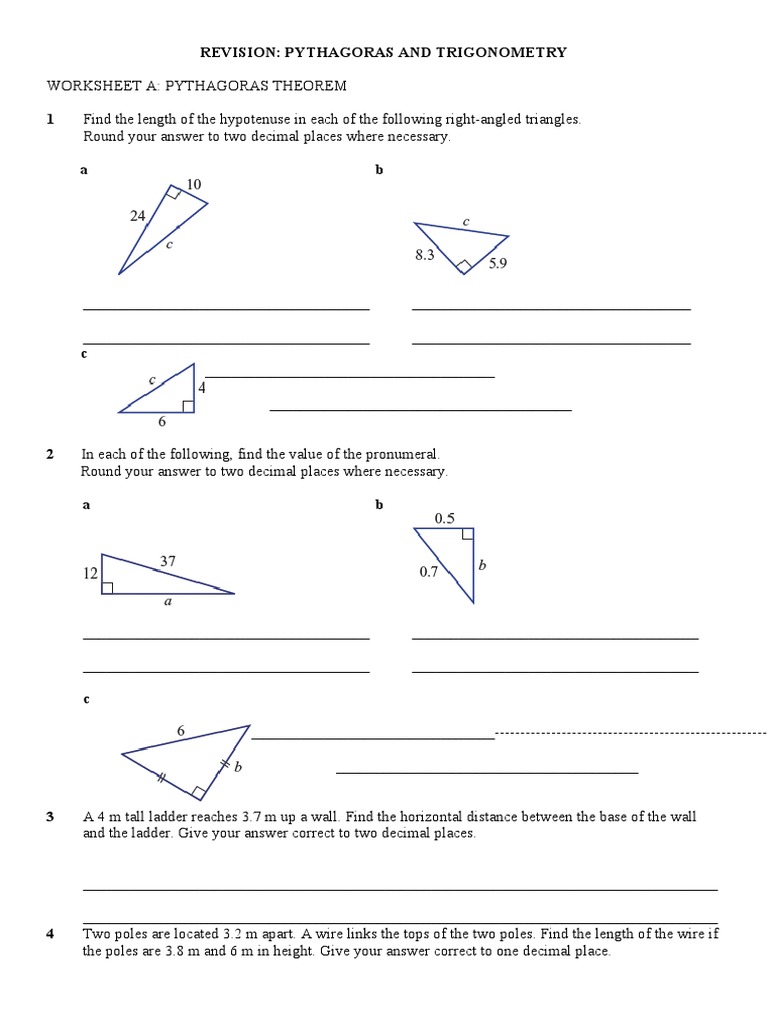 CHAPTER 3 Pythagoras and Trigonometry REVISION | PDF | Trigonometry | Triangle
