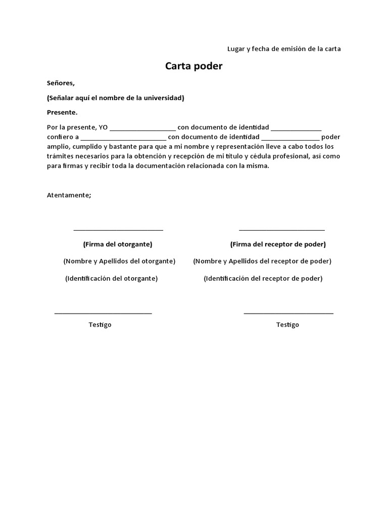 Carta Poder para Recoger Titulo y Cedula Profesional | PDF