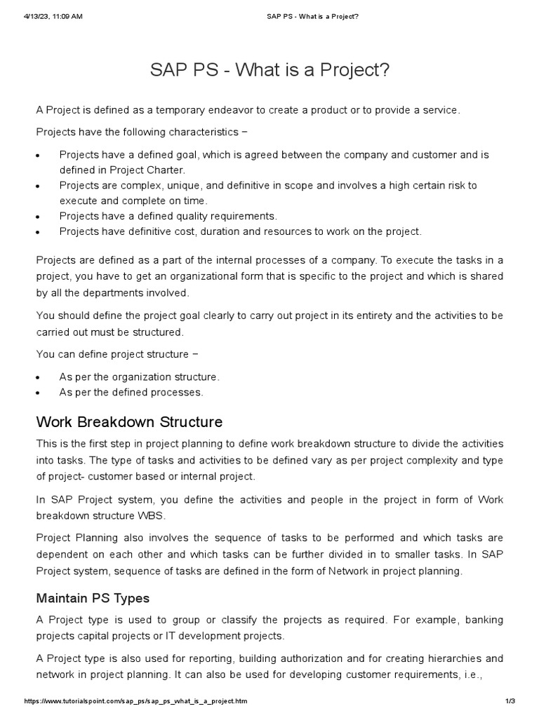 SAP PS - What Is A Project - 5 | PDF | Systems Engineering ...