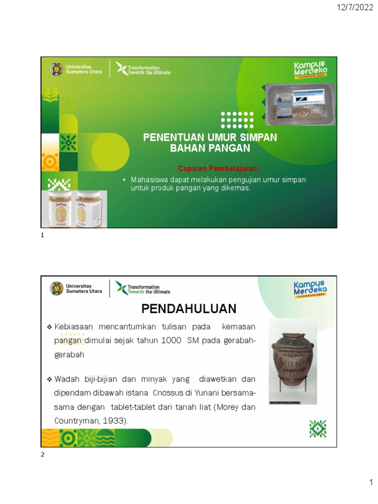 Penentuan Umur Simpan Produk Pangan | PDF