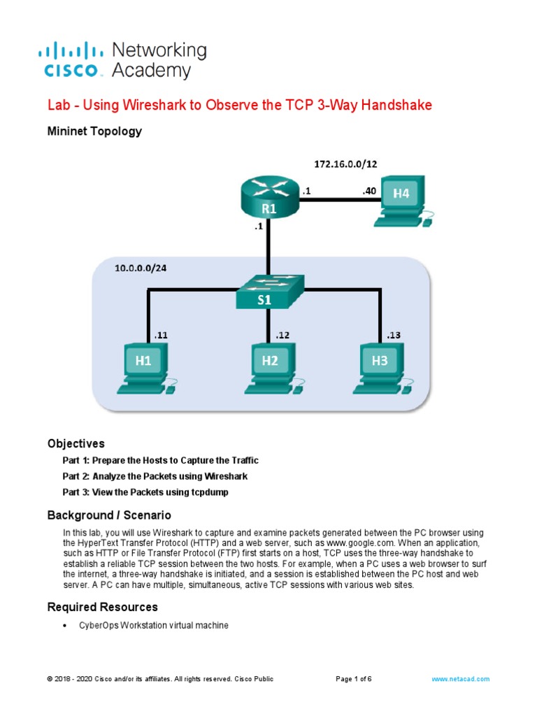 9.2.6 Lab - Using Wireshark To Observe The TCP 3-Way Handshake | PDF | Transmission Control ...