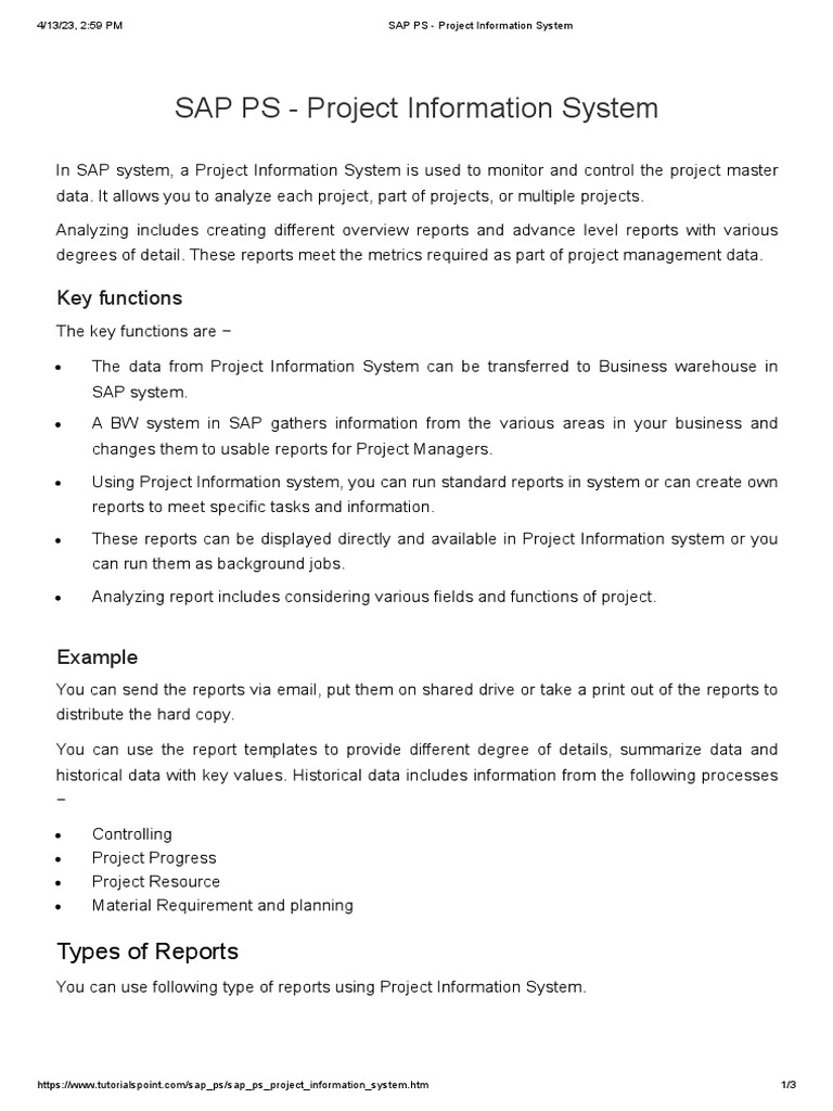 SAP PS - Project Information System 25 | PDF | Information System ...