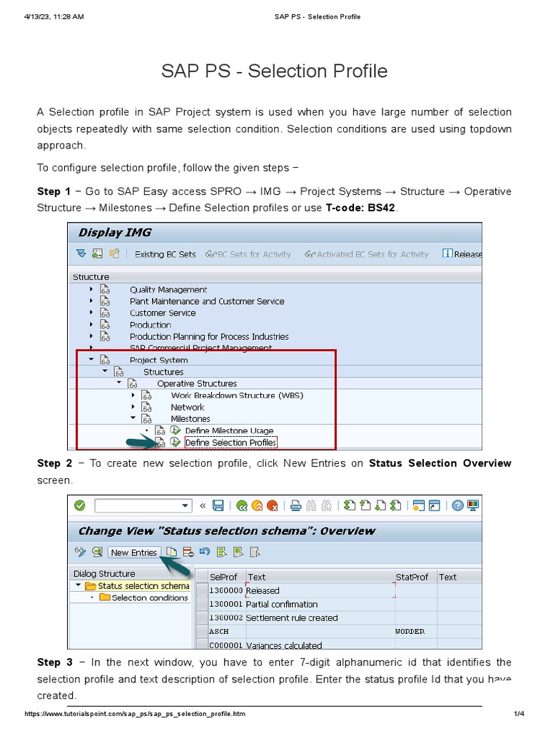 SAP PS - Selection Profile 8 | PDF