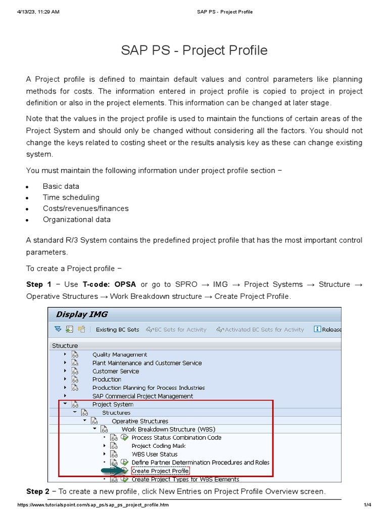 SAP PS - Project Profile 10 | PDF | Computing | Business