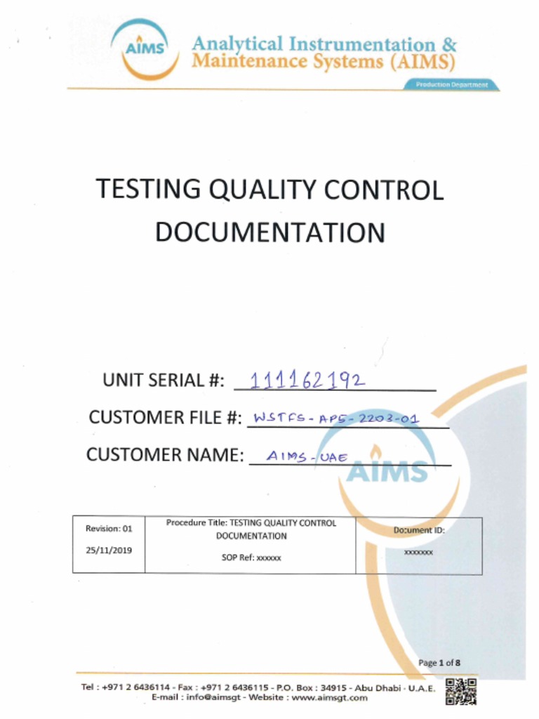 Testing Quality Control Documentation PDF | PDF