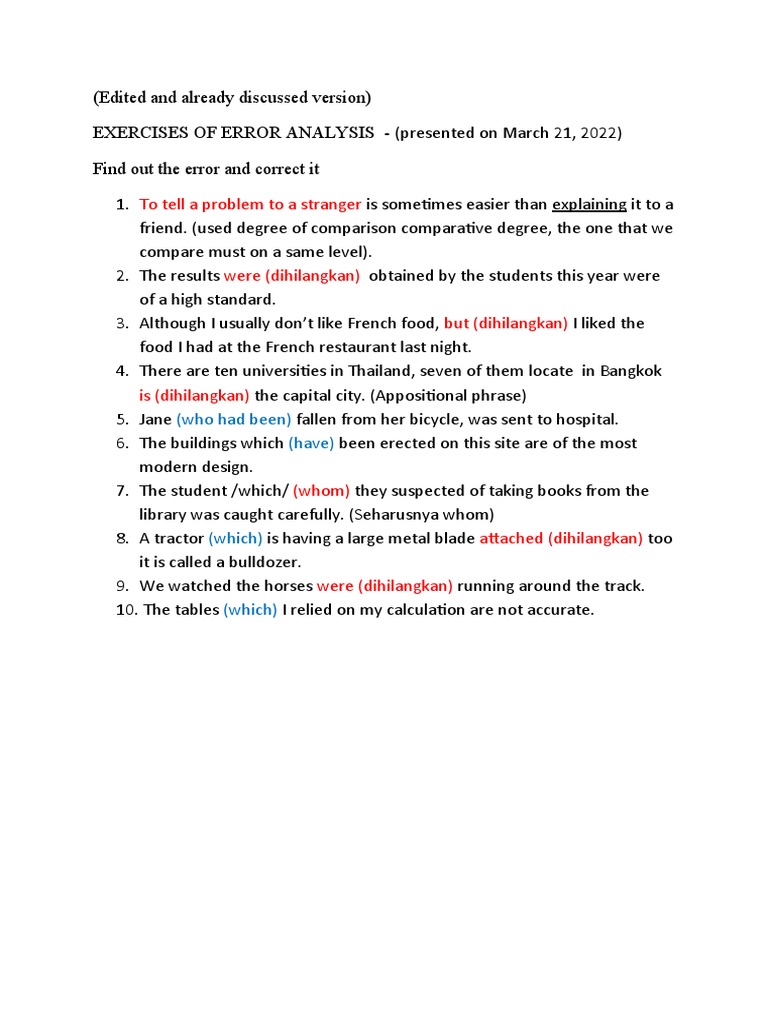 Exercises of Error Analysis | PDF