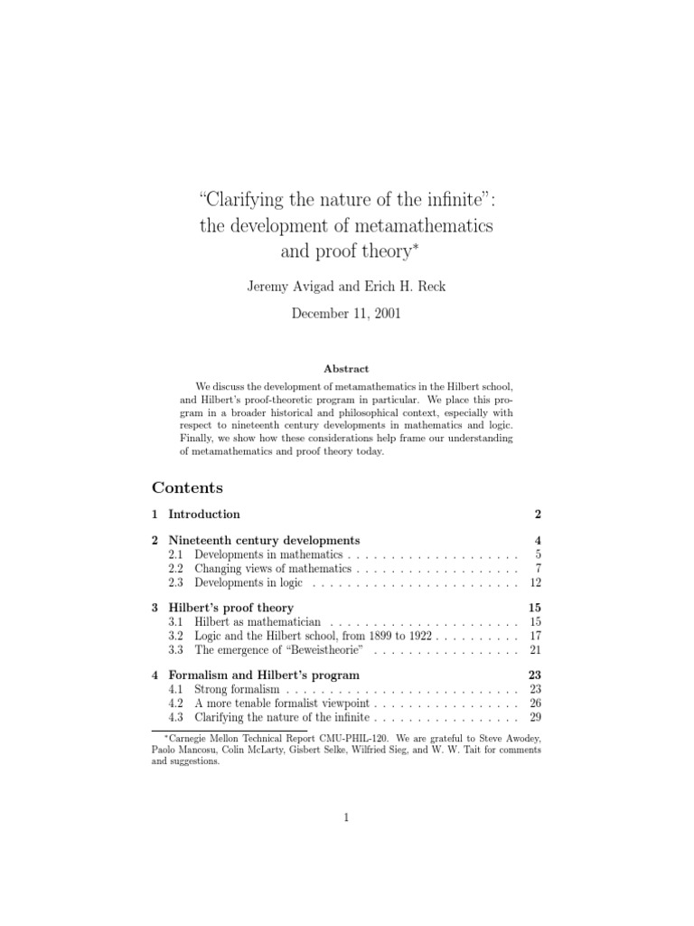 "Clarifying The Nature of The Infinite" - The Development of ...