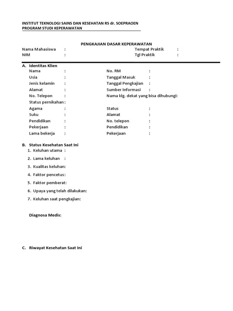 FORMAT ASKEP Keperawatan Dasar | PDF