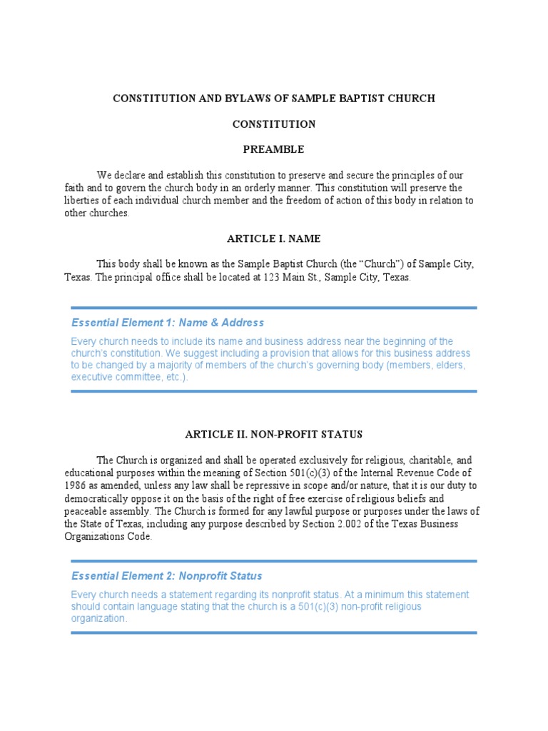 Church Constitution and Bylaws | Download Free PDF | Baptism | Deacon