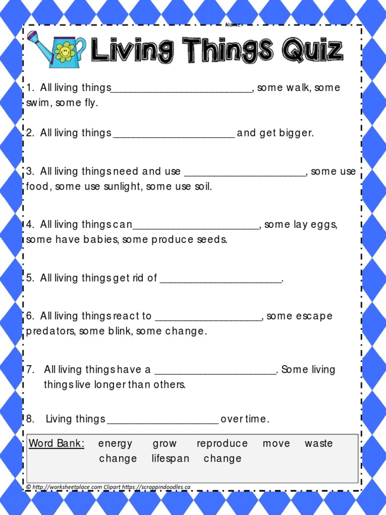 Living Things Quiz PDF | PDF