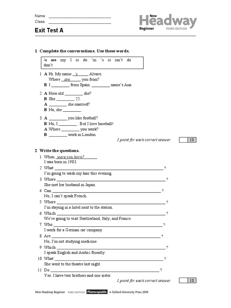 Beginner Test | PDF