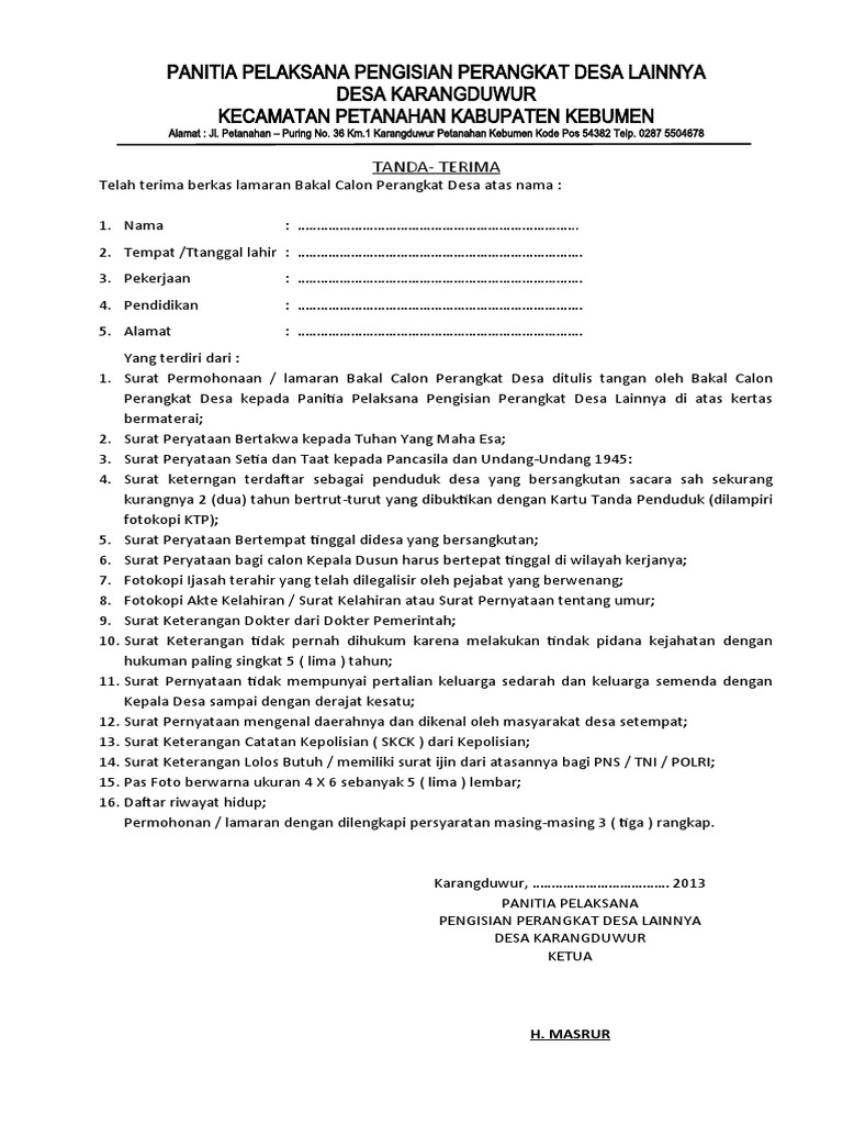 Berkas Persyaratan Bakal Calon Pdf