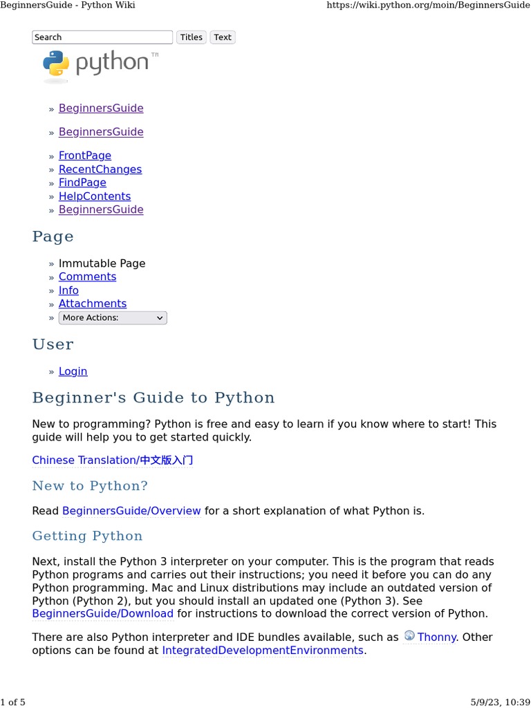 BeginnersGuide - Python Wiki | PDF