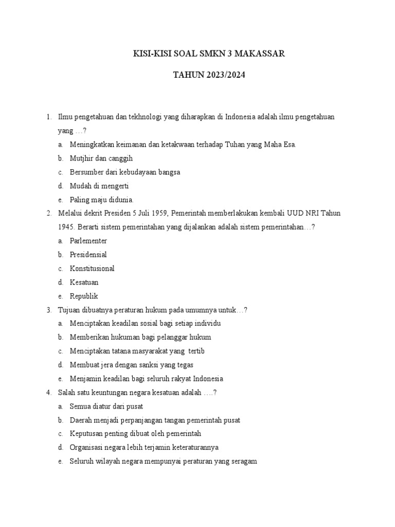 Kisi2 Soal Semester 2 KLS Xii 2023 | PDF