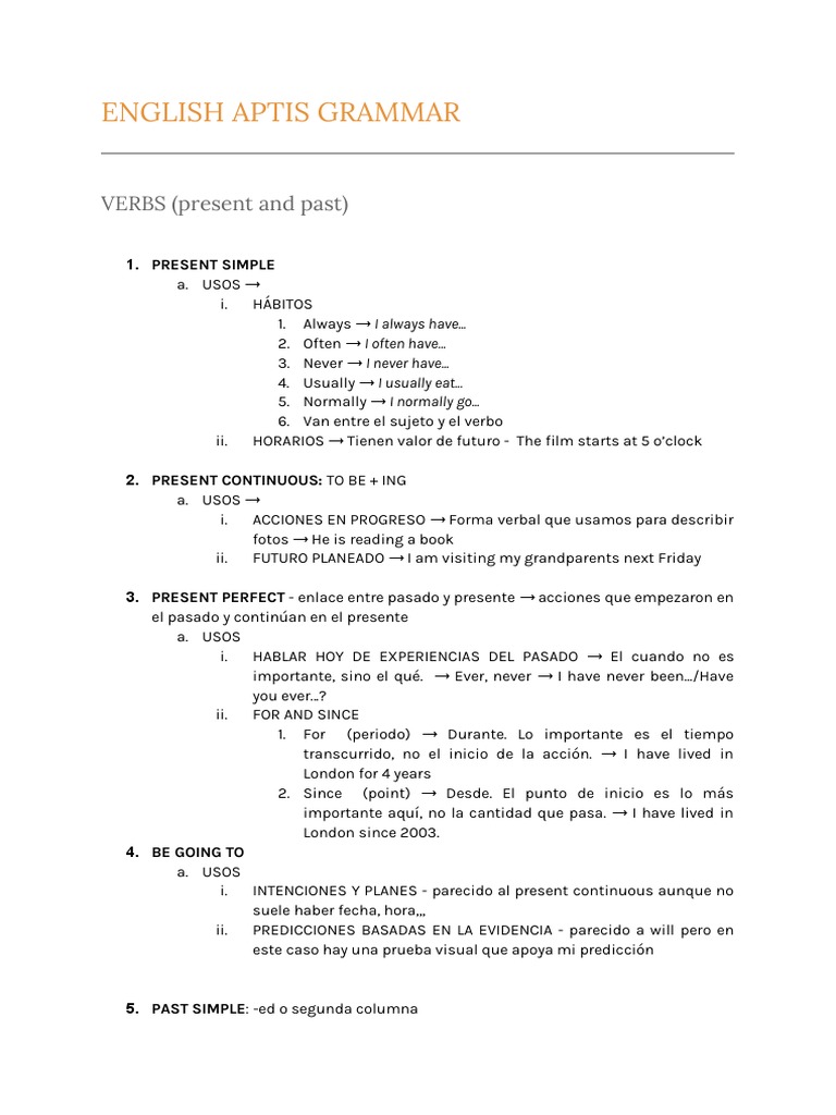 ENGLISH APTIS GRAMMAR | PDF | Ciencia cognitiva | Tipología Lingüística