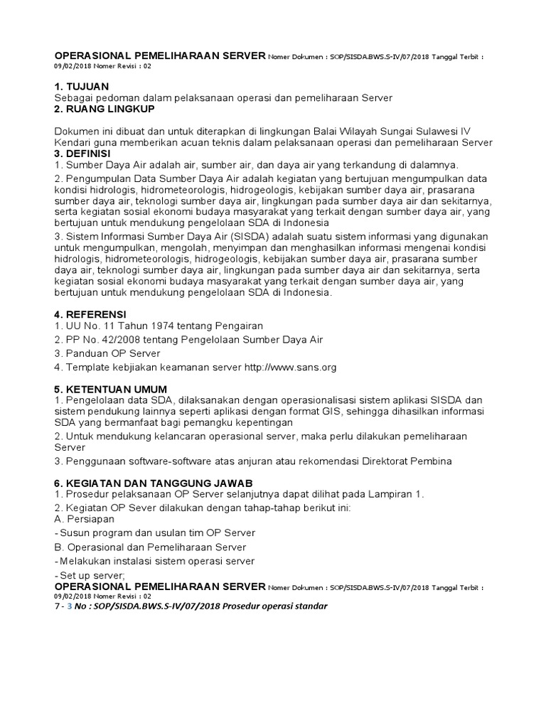Sop Pemeliharaan Server | PDF