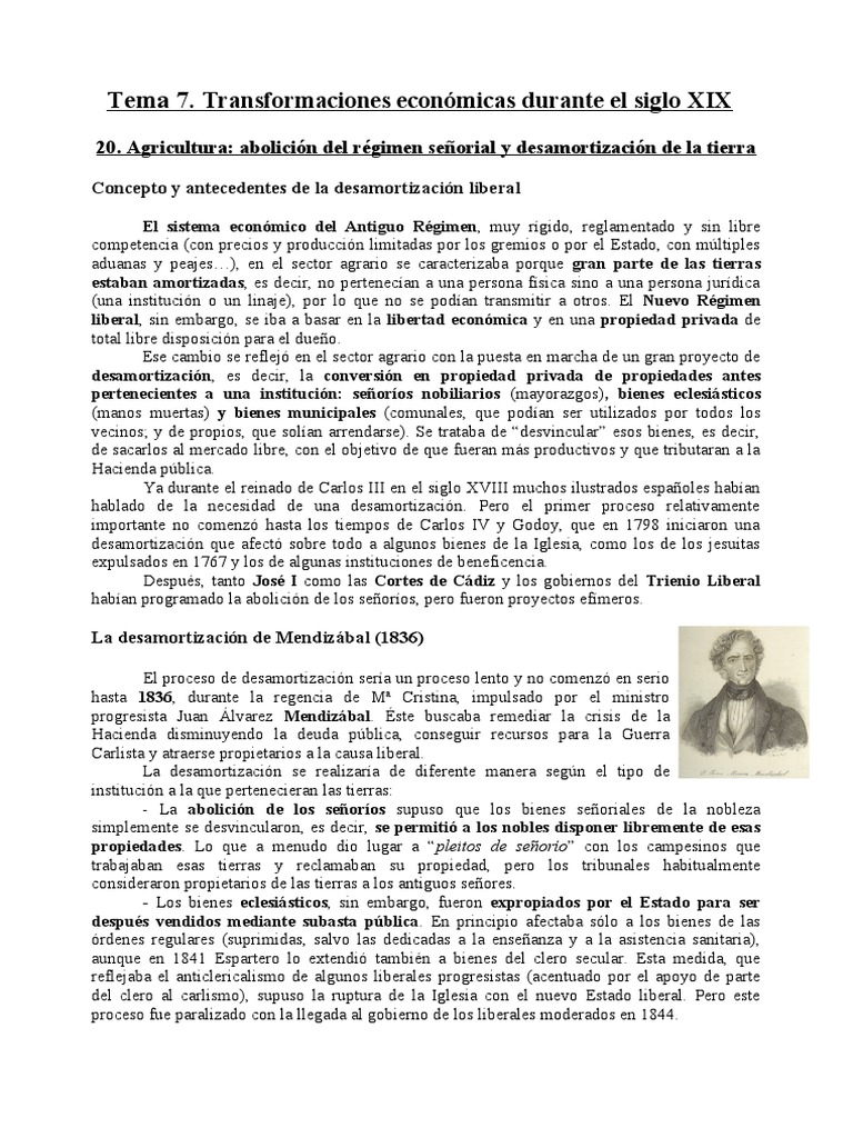 Tema 7 Transformaciones Económicas Durante El Siglo XIX | PDF | Revolución industrial | España