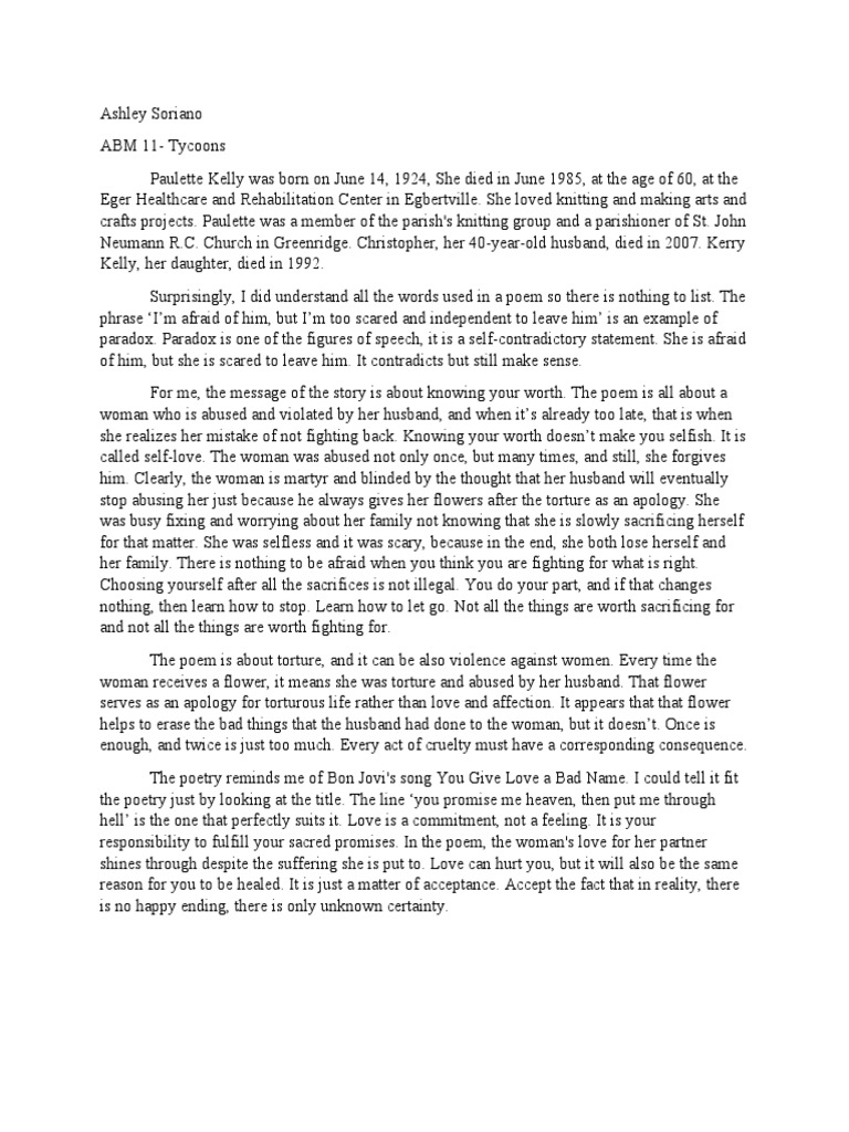 Poem Analysis 21st | PDF | Love