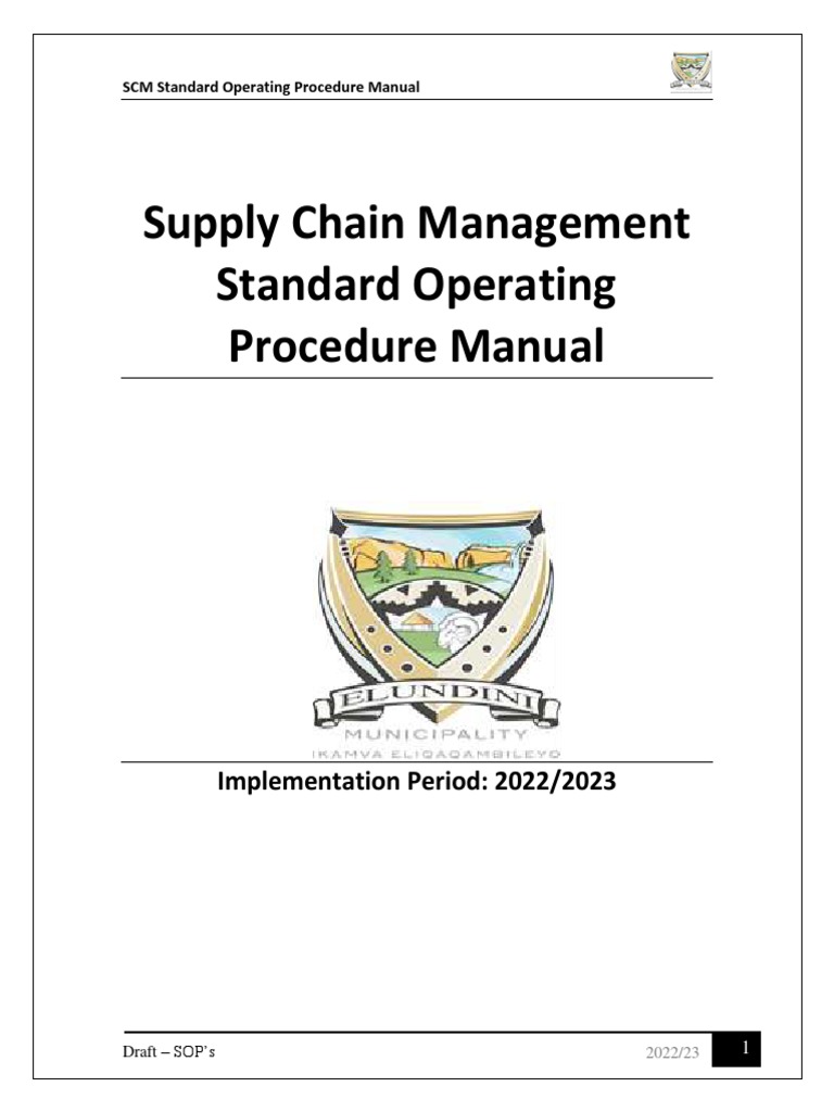 Elundini LM - SCM Standard Operating Procedures - Version 1 00 - Final 002 PDF | Download Free ...