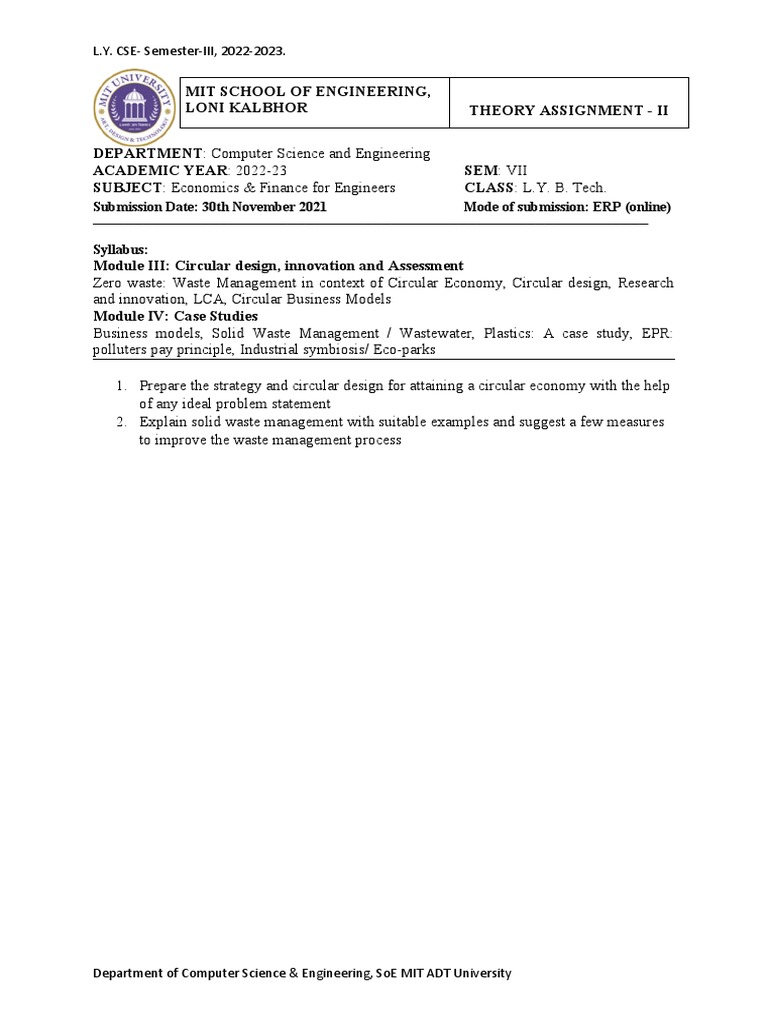 Assignment 2 Circular Economy | PDF