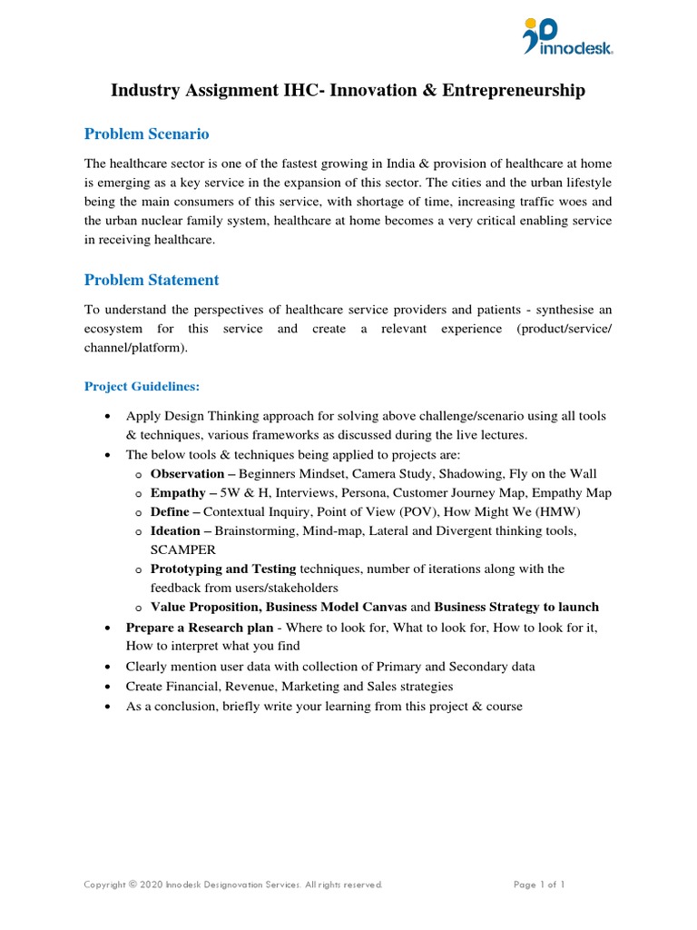 Assignment - Innovation and Entrepreneurship | PDF