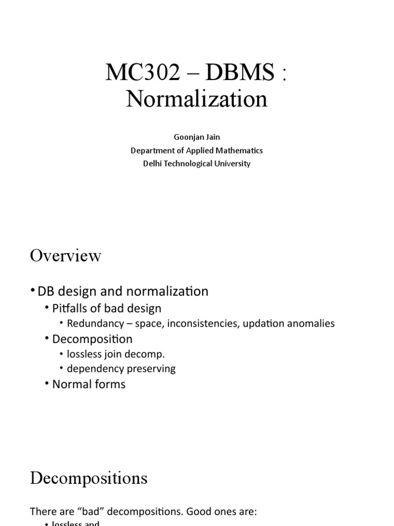 Unit 3 Normalization Pdf Data Management Databases