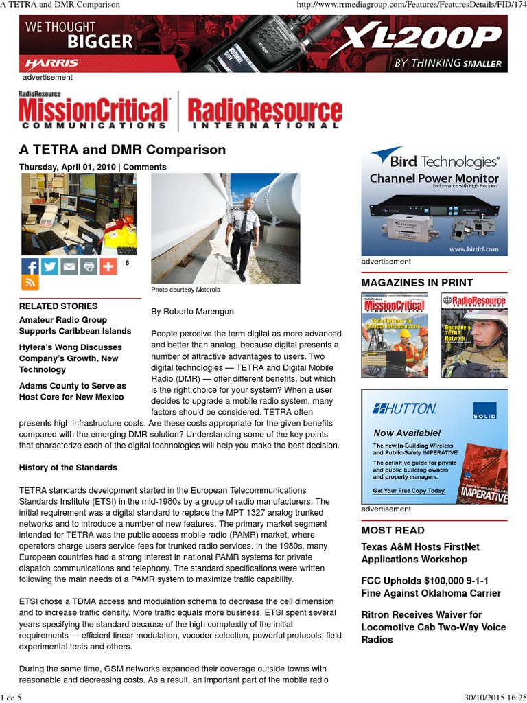 A TETRA and DMR Comparison PDF | PDF | Radio | Telecommunications Engineering